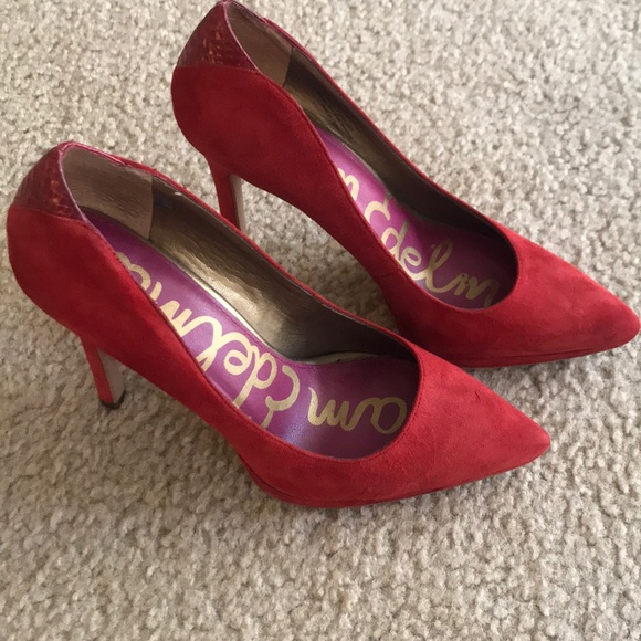 Sam Edelman | Shoes | Sam Edelman Red Celia Pumps Suede 7m | Poshmark